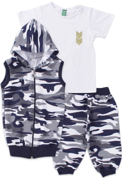 Enza Moda Gri Kamuflaj Yelekli Kaprili Erkek Çocuk Eşofman Takımı Enza Moda Gri Kamuflaj Yelekli Kaprili Erkek Çocuk Eşofman Takımı