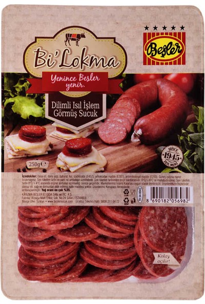 Beşler Bi Lokma Dana Dilimli Sucuk - 250 gr Beşler Bi Lokma Dana Dilimli Sucuk - 250 gr