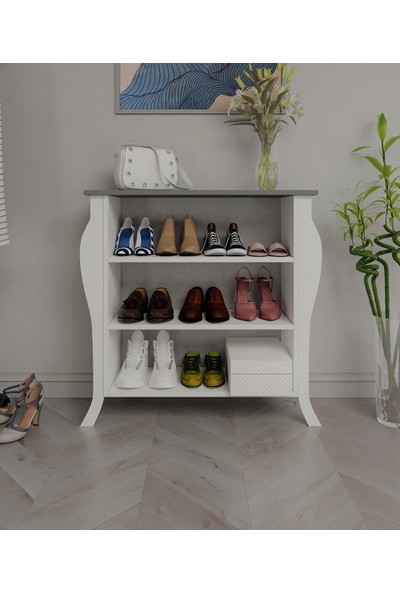 PlatinReyon Modern Lukens Ayaklı Ayakkabılık Hol Mobilyası Antrasit