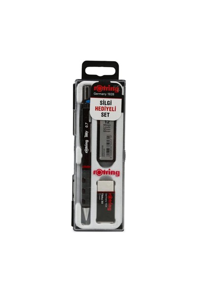 Rotring Tikky Okul Seti 0.7 mm Siyah Versatil Kalem + Silgi + Uç Rotring Tikky Okul Seti 0.7 mm Siyah Versatil Kalem + Silgi + Uç