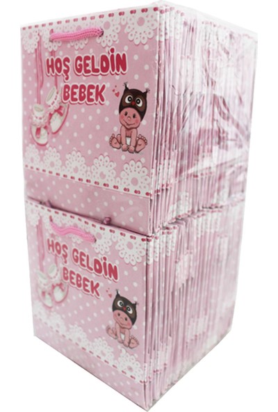 Kına Atölyesi Karton Çanta Hoşgeldin Bebek 50 'li 11X11