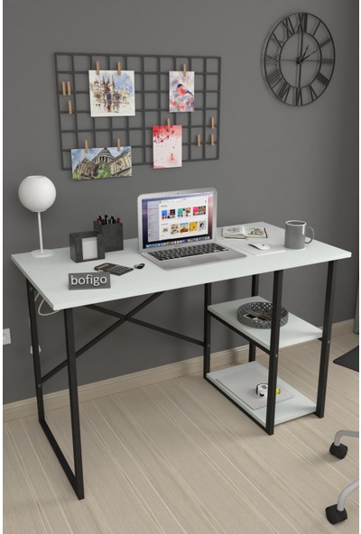 Bofigo 60X120 cm 2 Raflı Çalışma Masası Bilgisayar Masası Ofis Ders Yemek Masası Beyaz Bofigo 60X120 cm 2 Raflı Çalışma Masası Bilgisayar Masası Ofis Ders Yemek Masası Beyaz