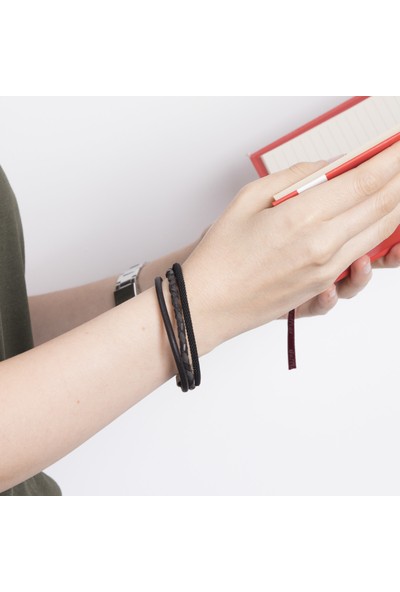 Bouletta Deri Bileklik Örgülü Üçlü BK04-SIYAH/GRI Bouletta Deri Bileklik Örgülü Üçlü BK04-SIYAH/GRI