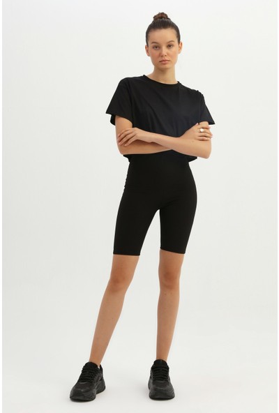 Quzu Dokulu Biker Tayt Siyah