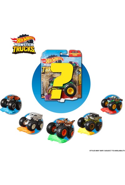 Hot Wheels Monster Trucks 1:64 Arabalar, Büyük Tekerlekli FYJ44