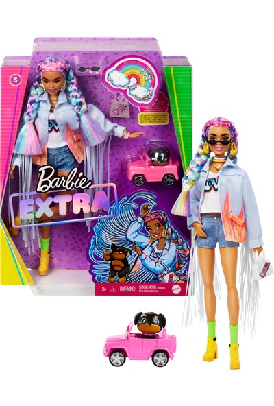 Barbie Extra - Renkli Örgü Saçlı Kot Ceketli Bebek Köpek Figürü İle 3-9 Yaş Arası Kızlar İçin İdeal Bir Hediye Grn29 Barbie Extra - Renkli Örgü Saçlı Kot Ceketli Bebek Köpek Figürü İle 3-9 Yaş Arası Kızlar İçin İdeal Bir Hediye Grn29