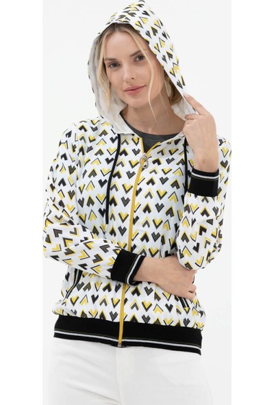 Sementa Desenli Kapüşonlu Sweat - Sarı Sementa Desenli Kapüşonlu Sweat - Sarı