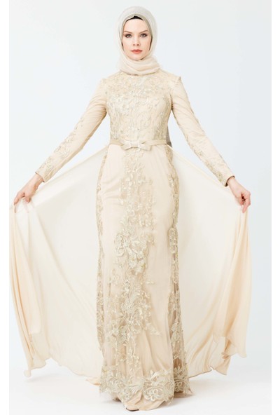 SETRMS Işlemeli Tüllü Tesettür Abiye