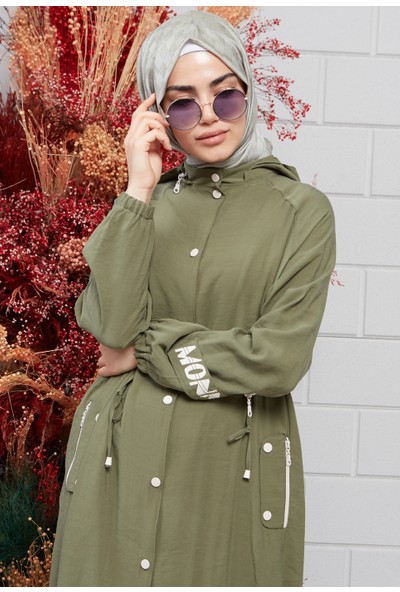 SETRMS Baskı ve Düğme Detaylı Kap