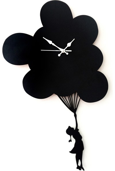 Artas Uçan Balonda Kız Sarkaçlı Duvar Saati