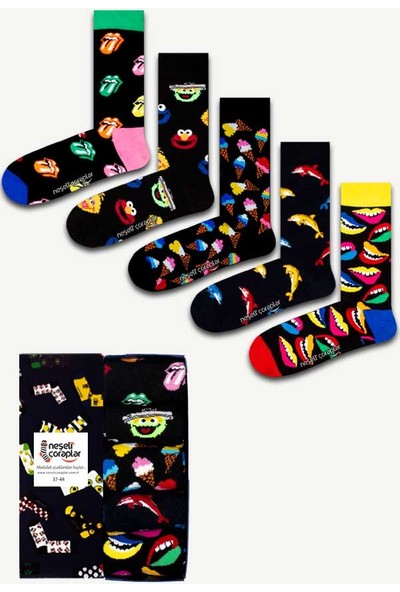 Neşeli Çoraplar 5'li Ultra Renkli Çorap Set Neşeli Çoraplar 5'li Ultra Renkli Çorap Set