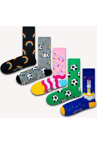 Neşeli Çoraplar 5'li Roket Renkli Çorap Set Neşeli Çoraplar 5'li Roket Renkli Çorap Set