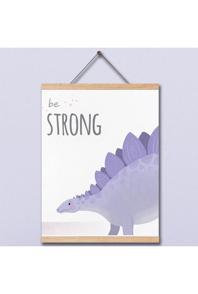 DekorLoft Pastel Stegosaurus Dinozor Askılı Pu Deri Çocuk Odası Tablosu