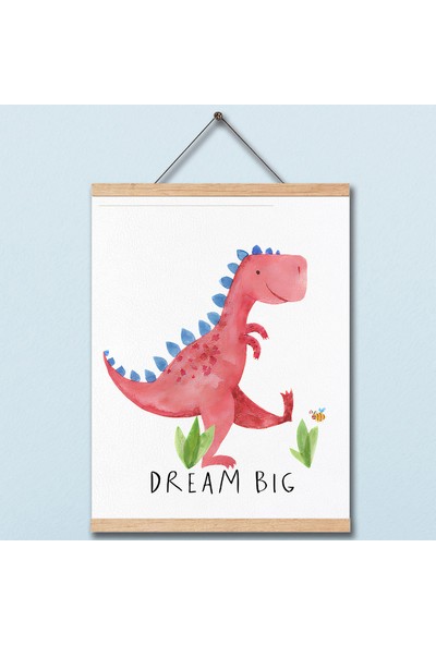 DekorLoft Suluboya Desenli Dinozor Askılı Pu Deri Çocuk Odası Tablosu DekorLoft Suluboya Desenli Dinozor Askılı Pu Deri Çocuk Odası Tablosu
