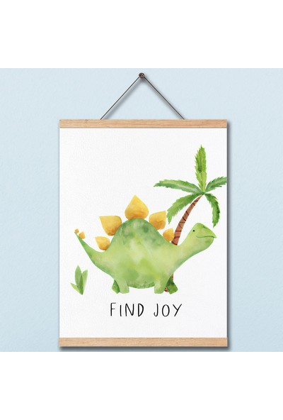 DekorLoft Suluboya Desenli Dinozor Askılı Pu Deri Çocuk Odası Tablosu DekorLoft Suluboya Desenli Dinozor Askılı Pu Deri Çocuk Odası Tablosu