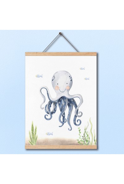 DekorLoft Özgür Deniz Ahtapot Askılı Pu Deri Çocuk Odası Tablosu DekorLoft Özgür Deniz Ahtapot Askılı Pu Deri Çocuk Odası Tablosu