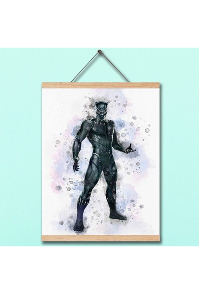 DekorLoft Marvel Black Panther Askılı Pu Deri Çocuk Odası Tablosu