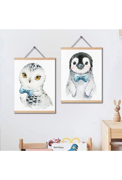 DekorLoft Papyonlu Baykuş ve Fok Balığı Ikili Askılı Pu Deri Çocuk Odası Tablosu DekorLoft Papyonlu Baykuş ve Fok Balığı Ikili Askılı Pu Deri Çocuk Odası Tablosu