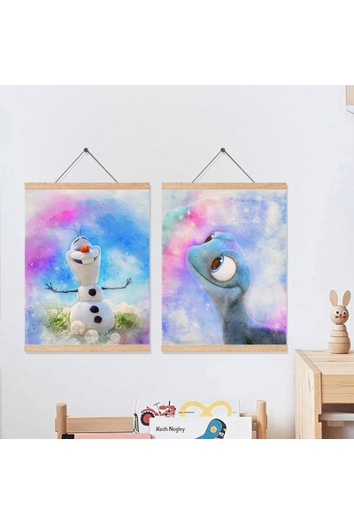 DekorLoft Frozen Karakterleri Çocuk Odası Dekoru Asılabilir Duvar Dekoru