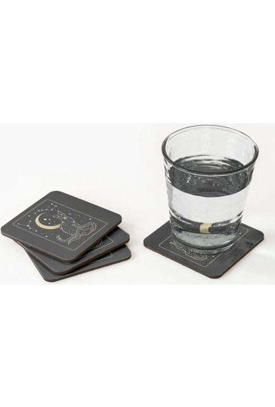 Ömr Dizayn Hediye Kedi Takım Yıldızı Desenli Bardak Altlığı