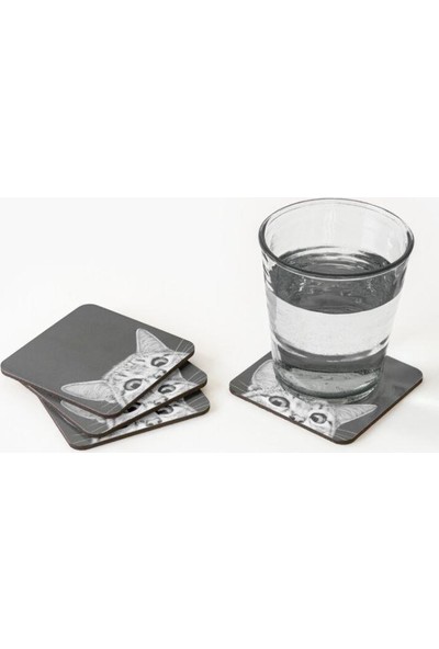 Ömr Dizayn Hediye Kedi Desenli Bardak Altlığı