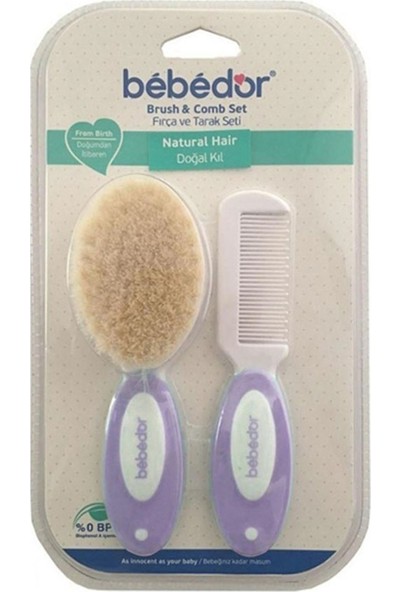 Bebedor Doğal Kıl Fırça Tarak Seti - Mor