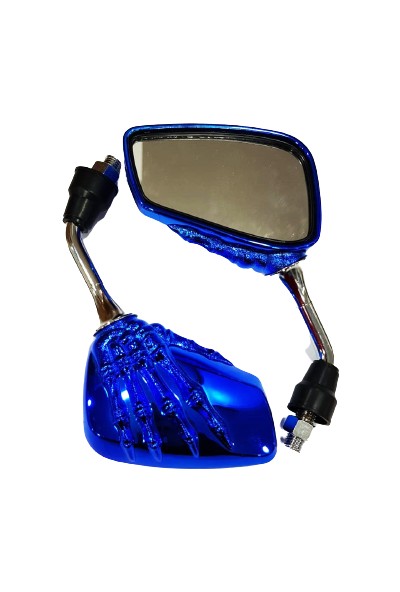 Motospartan Motosiklet Küçük Ayna Takım Mavi Modifiye Chopper 10 Mm Boy: 19Cm