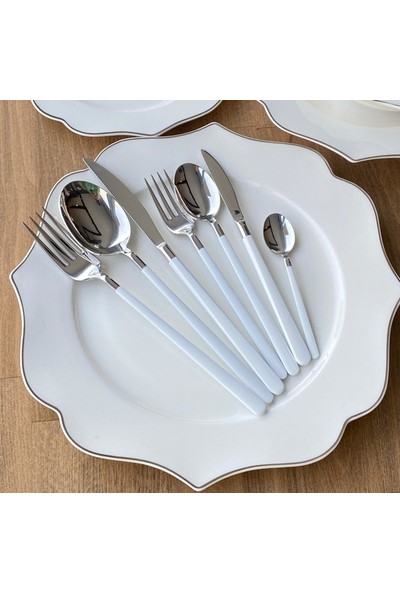 Rossev Dali White 42 Parça Kaşık Çatal Bıçak Takımı