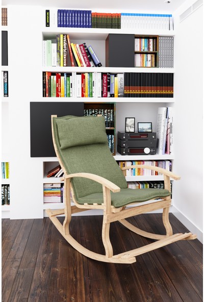 Mobildeco Padişah Ahşap Sallanan Sandalye Yeşil - Doğal