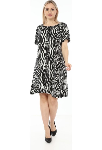 Big Free TB21YB110030 Siyah Beyaz Kadın Düğmeli Lastik Yaka Midi Boy Elbise Big Free TB21YB110030 Siyah Beyaz Kadın Düğmeli Lastik Yaka Midi Boy Elbise