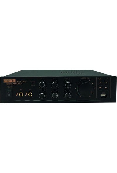 Notel Not Pa 80 - 80 Watt Trafolu Anfi - 2 Mik Giriş 1 Mik Mute'li Mp3 + Bluetooth Notel Not Pa 80 - 80 Watt Trafolu Anfi - 2 Mik Giriş 1 Mik Mute'li Mp3 + Bluetooth