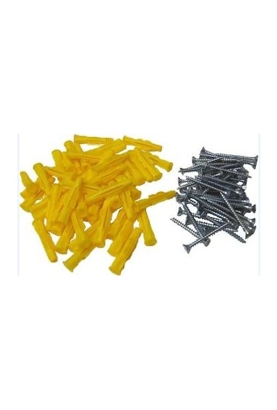 Hesaplı Hırdavat 8 mm Roket Dübeli 5X50 mm Vidası Dübel Vida Seti 100 Adet Hesaplı Hırdavat 8 mm Roket Dübeli 5X50 mm Vidası Dübel Vida Seti 100 Adet
