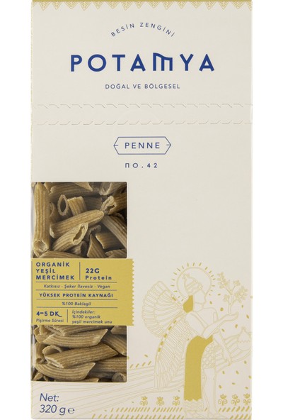 Potamya Yeşil Mercimek Penne 320 gr Potamya Yeşil Mercimek Penne 320 gr