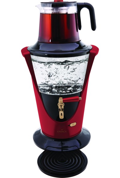 Karaca Retro Kırmızı Cam Semaver