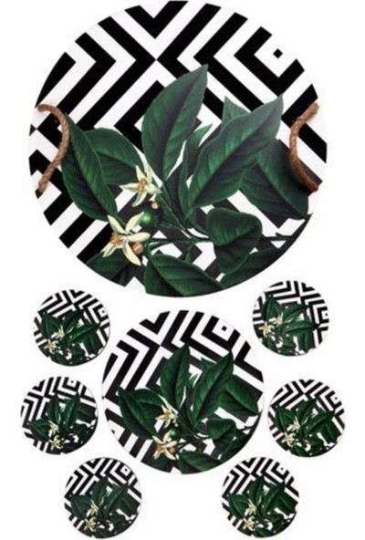 Manor 8 Parça Tepsi Bardak Altlığı Nihale Set Manor 8 Parça Tepsi Bardak Altlığı Nihale Set