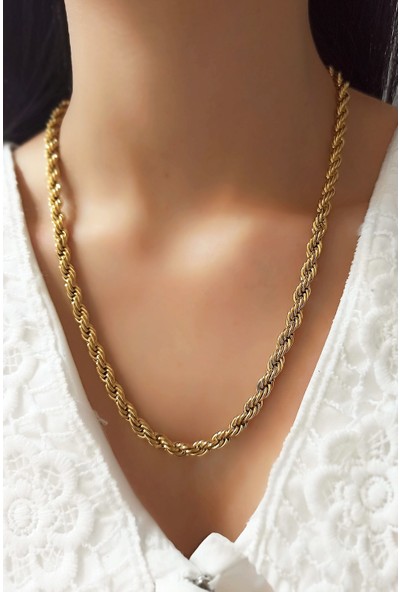 ÇLK Accessories Çelik Burgu Zincir Kadın Çelik Kolye TRKOLYE5430 B35503