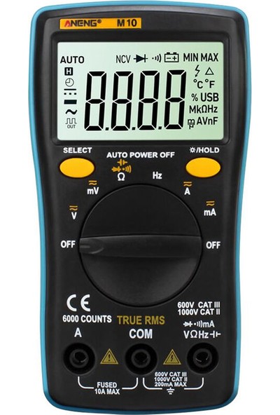 Aneng M10 Pro Mavi Dijital Multimetre Aneng M10 Pro Mavi Dijital Multimetre