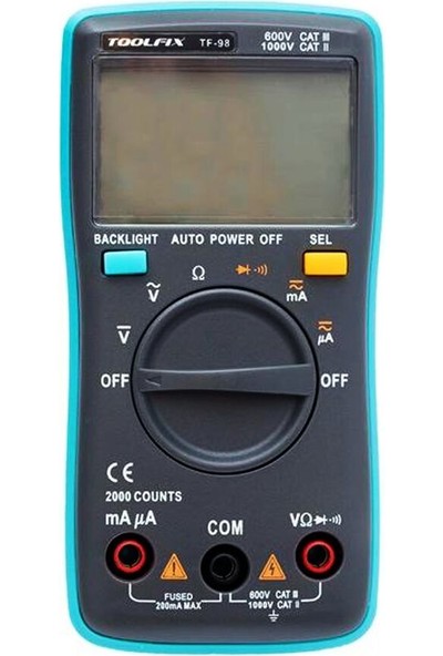 Toolfix Tf 98 Dijital Multimetre Ölçü Aleti Toolfix Tf 98 Dijital Multimetre Ölçü Aleti