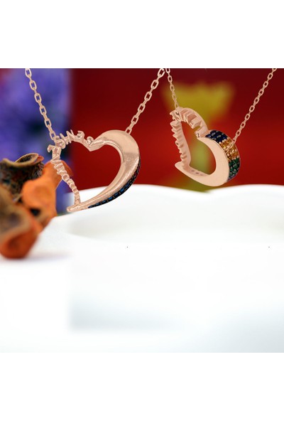 Takı Boom Renkli Taşlı Seni Seviyorum Gümüş Kolye