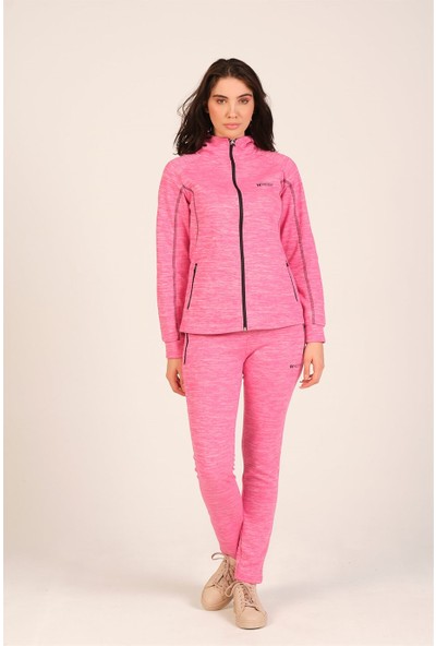 Krepp Kadın Kapüşonlu Karyoka Çizgi Detaylı Eşofman Takımı 162