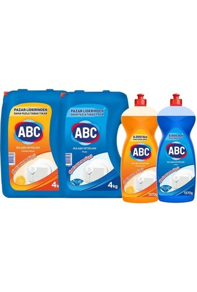Abc Bulaşık Sıvısı 4 kg + 1370 gr (Portakal+Power) x 2'li