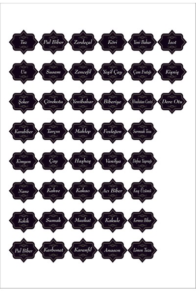 Ubga Gift 42 Adet Mutfak Baharatlık Isim Seti