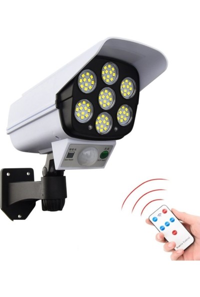 Dream Plus Solar Güneş Enerjili Hareket Sensörlü Güvenlik Kamerası Görünümlü 77 Led\'li Dış Mekan Bahçe Garaj