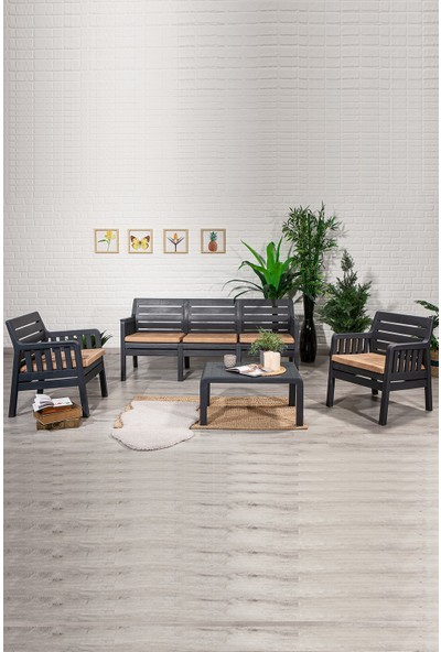 Sandalie Lara 3+1+1+S Balkon Bahçe Oturma Grubu – Antrasit