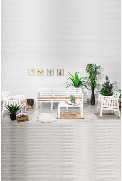 Sandalie Lara 3+1+1+S Balkon Bahçe Oturma Grubu – Beyaz
