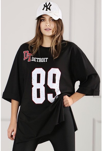 Madmext Mad Girls Siyah Baskılı Tişört MG990