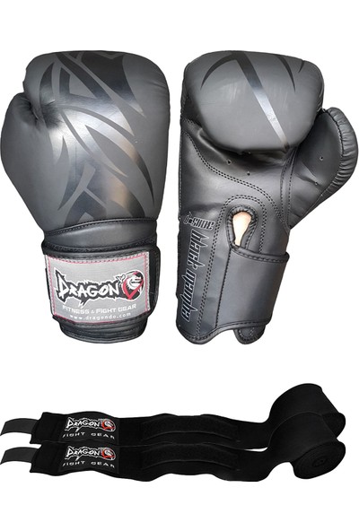 Dragon Mamba Siyah Boks Eldiven Seti Siyah Boks Eldiven ve Bandaj 2’li Set