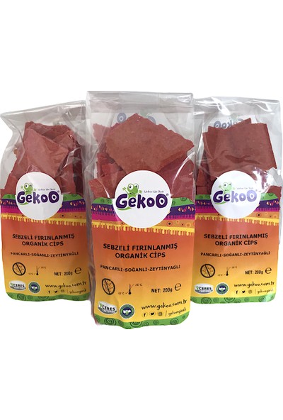 Gekoo Sebzeli Fırınlanmış Cips Pancar-Soğan-Zeytinyağlı 200 gr x 3' Lü Gekoo Sebzeli Fırınlanmış Cips Pancar-Soğan-Zeytinyağlı 200 gr x 3' Lü
