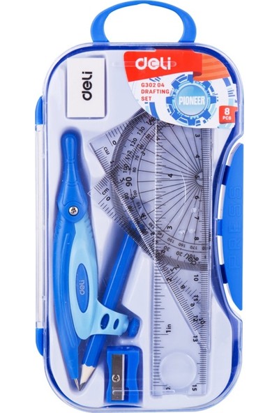 Deli Pergel Çizim Seti - 8 Parça Mavi Deli Pergel Çizim Seti - 8 Parça Mavi