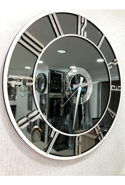 Pupilla Home Füme Gümüş Beyaz Aynalı Duvar Saati